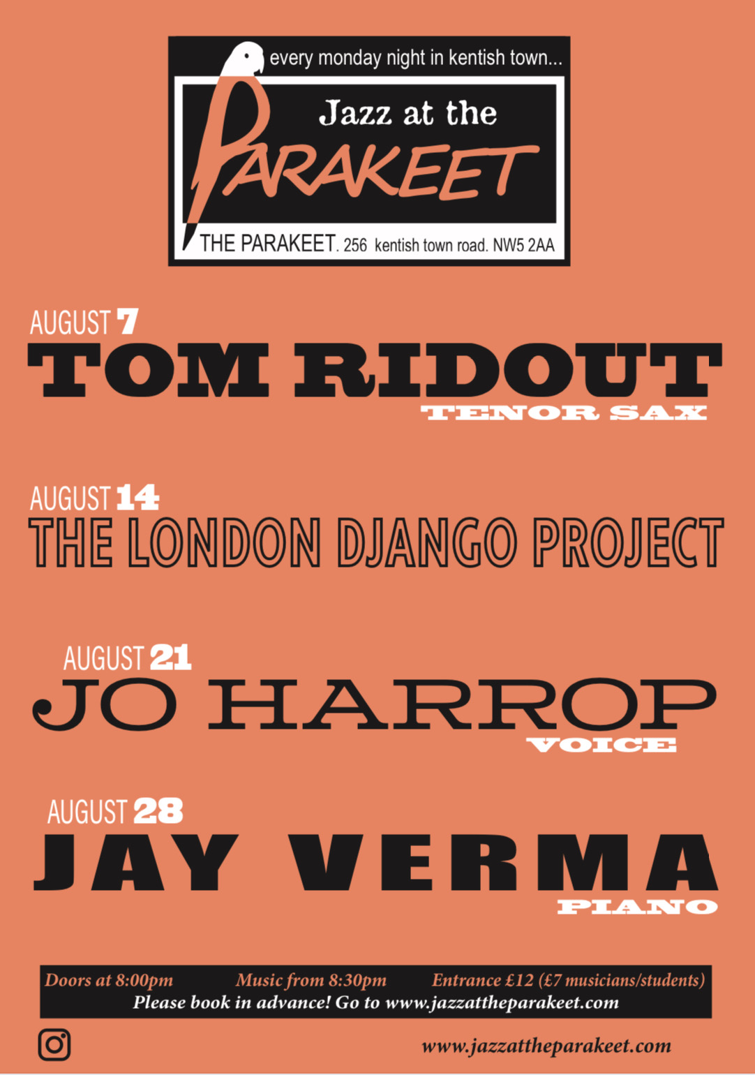 AUGUST 2023 – Jazz in Kentish Town